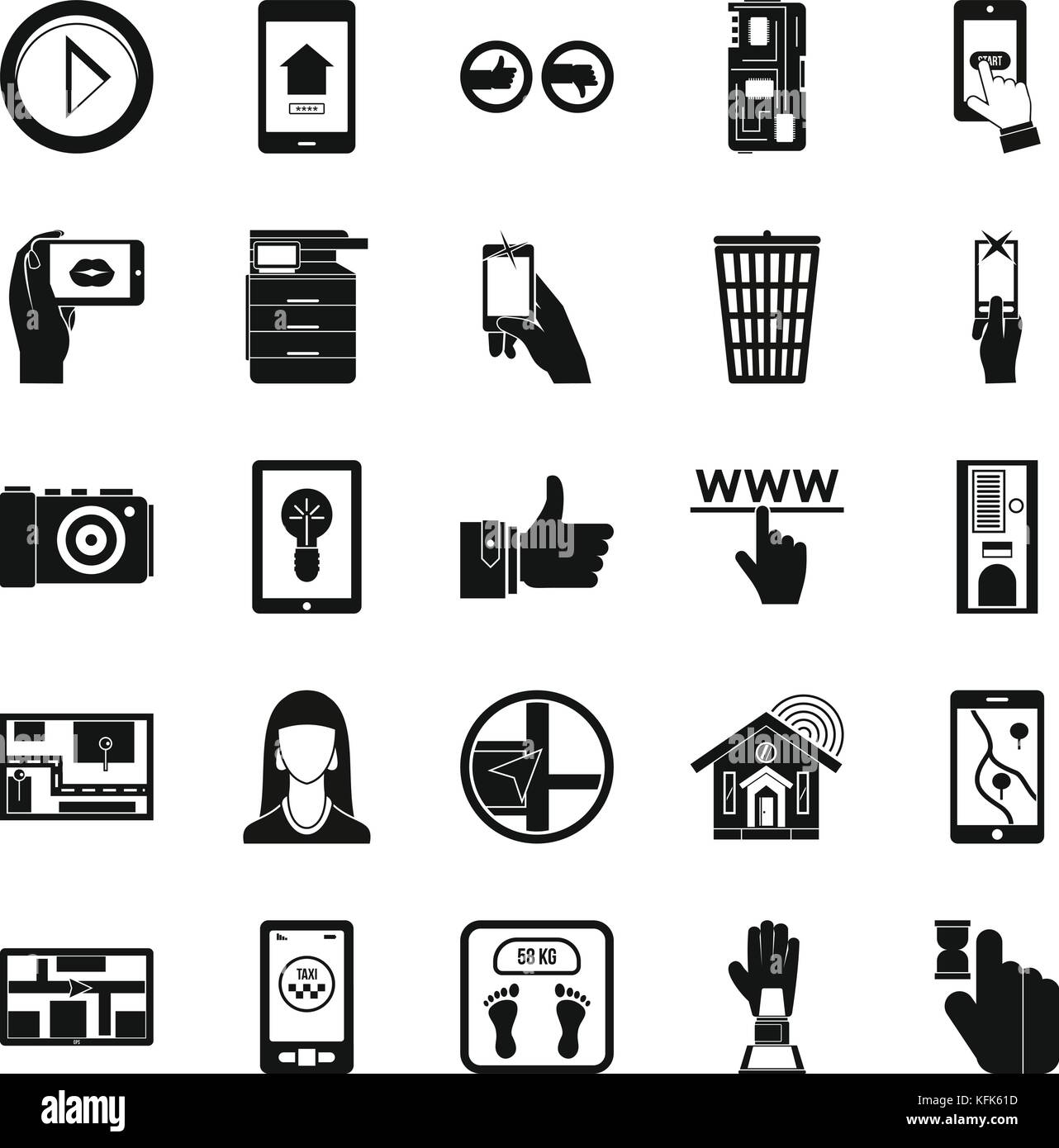 Flat screen icons set, simple style Stock Vector Image & Art - Alamy