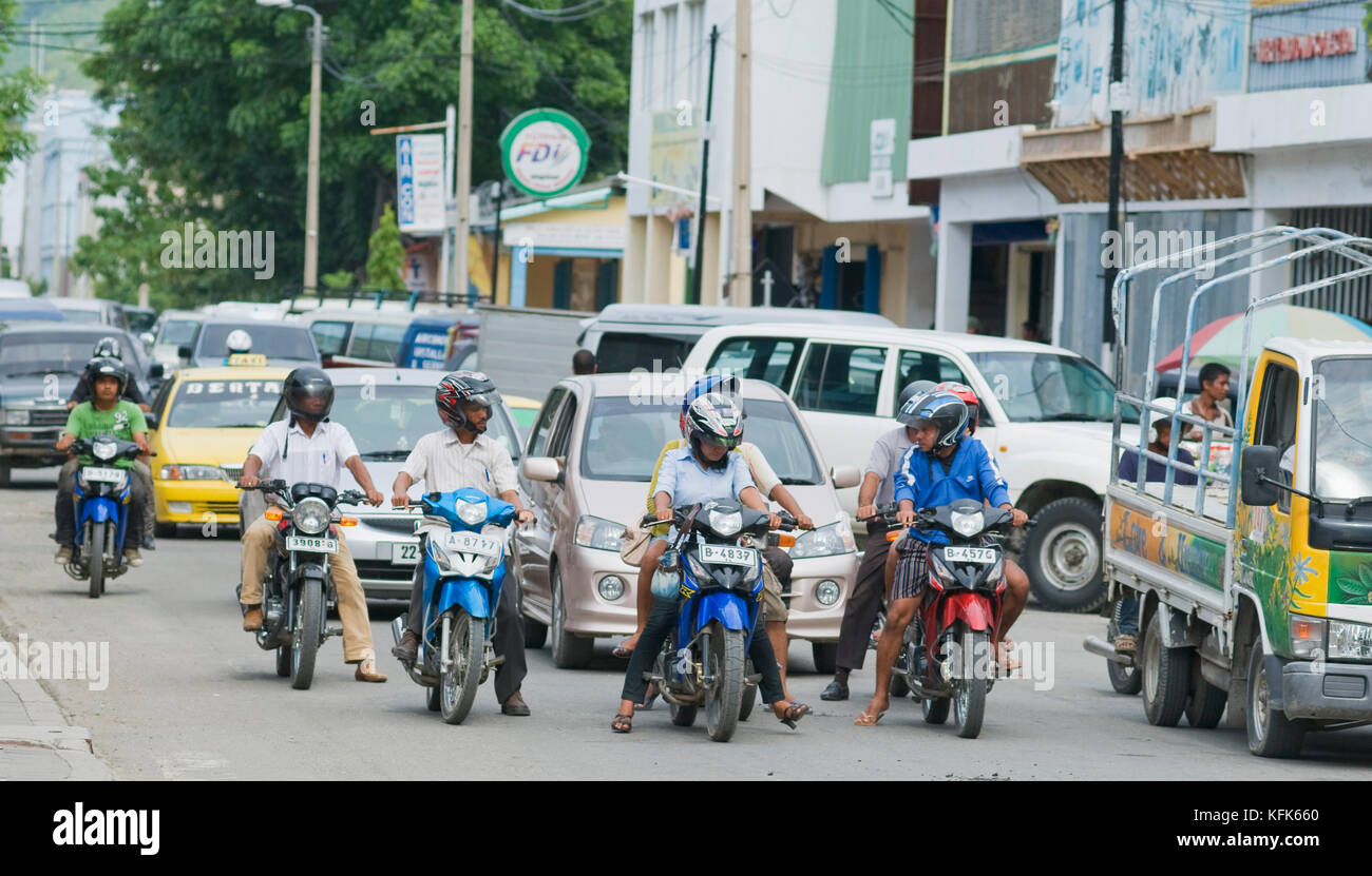 Traffic on a busy street in Dili, Timor-Leste (East Timor Stock Photo ...