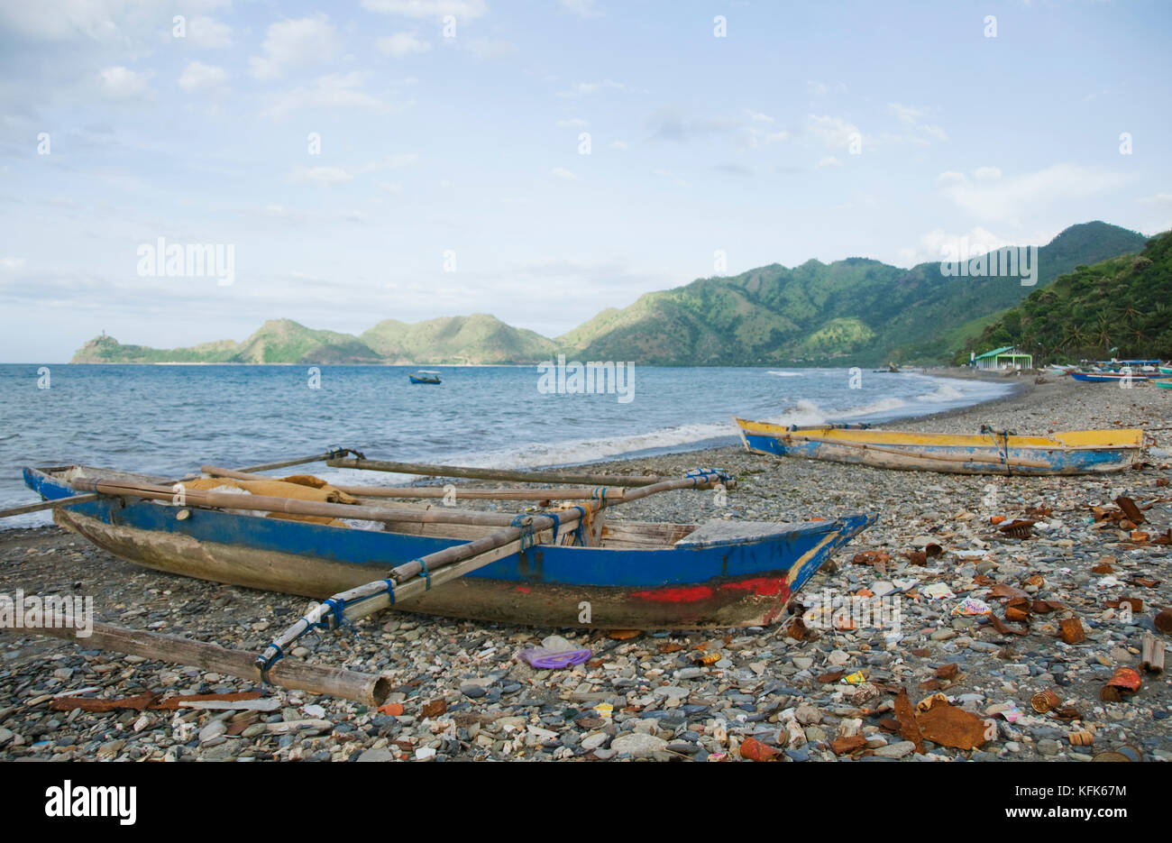 Fishing boats on the beach at Dili, Timor-Leste (East Timor Stock Photo ...