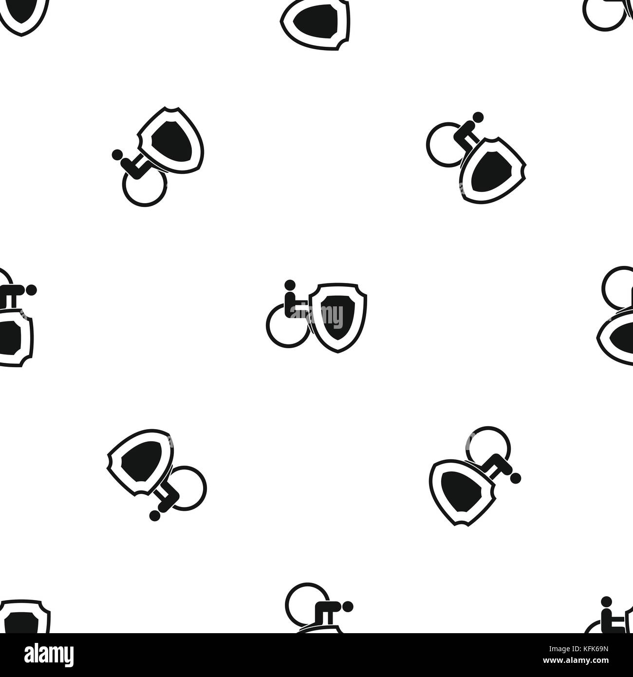 Wheelchair and safety shield pattern seamless black Stock Vector Image ...
