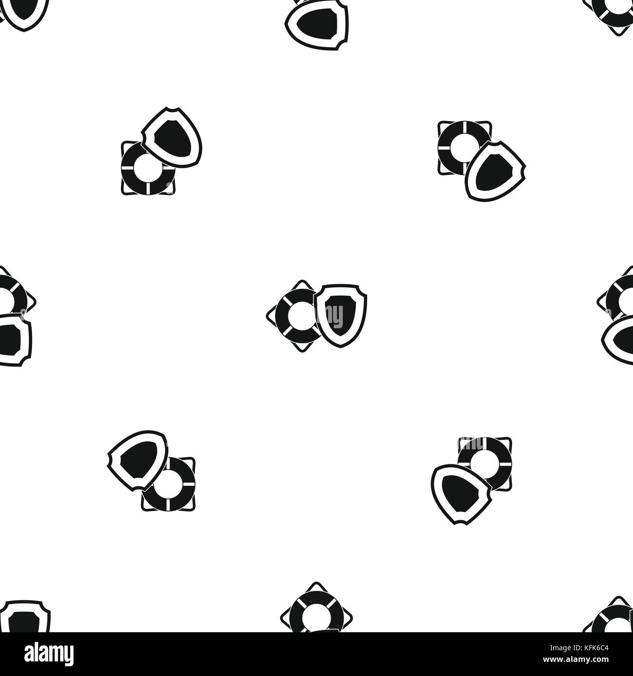 Lifebuoy and safety shield pattern seamless black Stock Vector Image ...