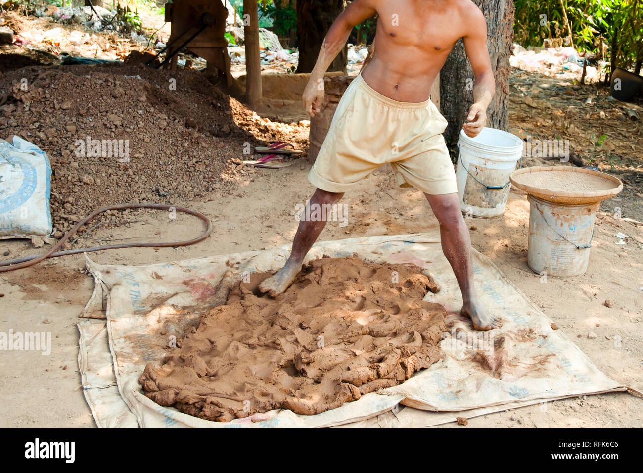 Clay Stomping for Pottery Stock Photo - Alamy