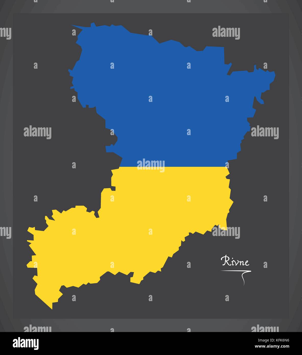 Rivne map of Ukraine with Ukrainian national flag illustration Stock ...