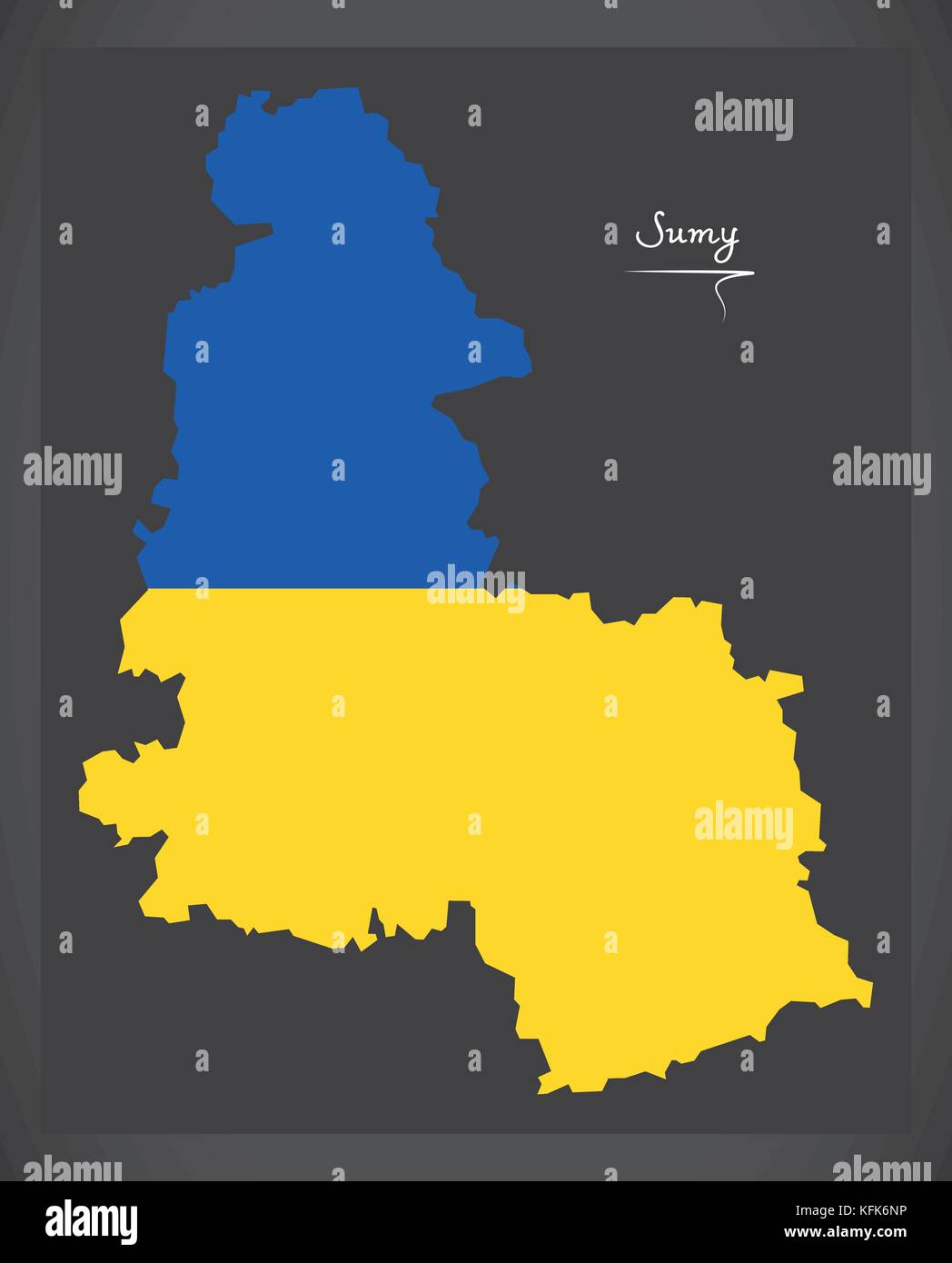 Sumy map of Ukraine with Ukrainian national flag illustration Stock ...