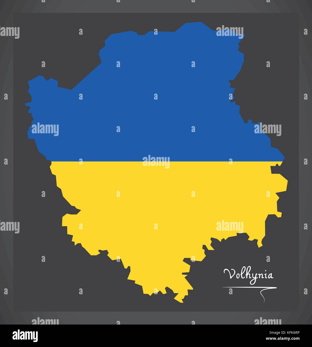 Volhynia map of Ukraine with Ukrainian national flag illustration Stock ...
