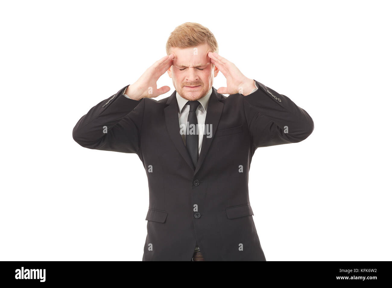 Stressed businessman in suit Stock Photo - Alamy