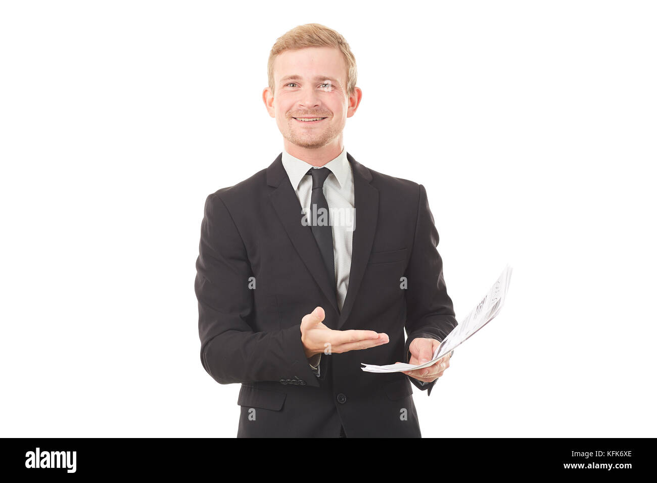 Manager with document Stock Photo - Alamy