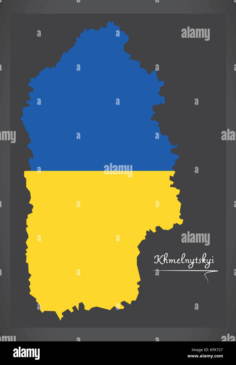 Khmelnytskyi map of Ukraine with Ukrainian national flag illustration ...