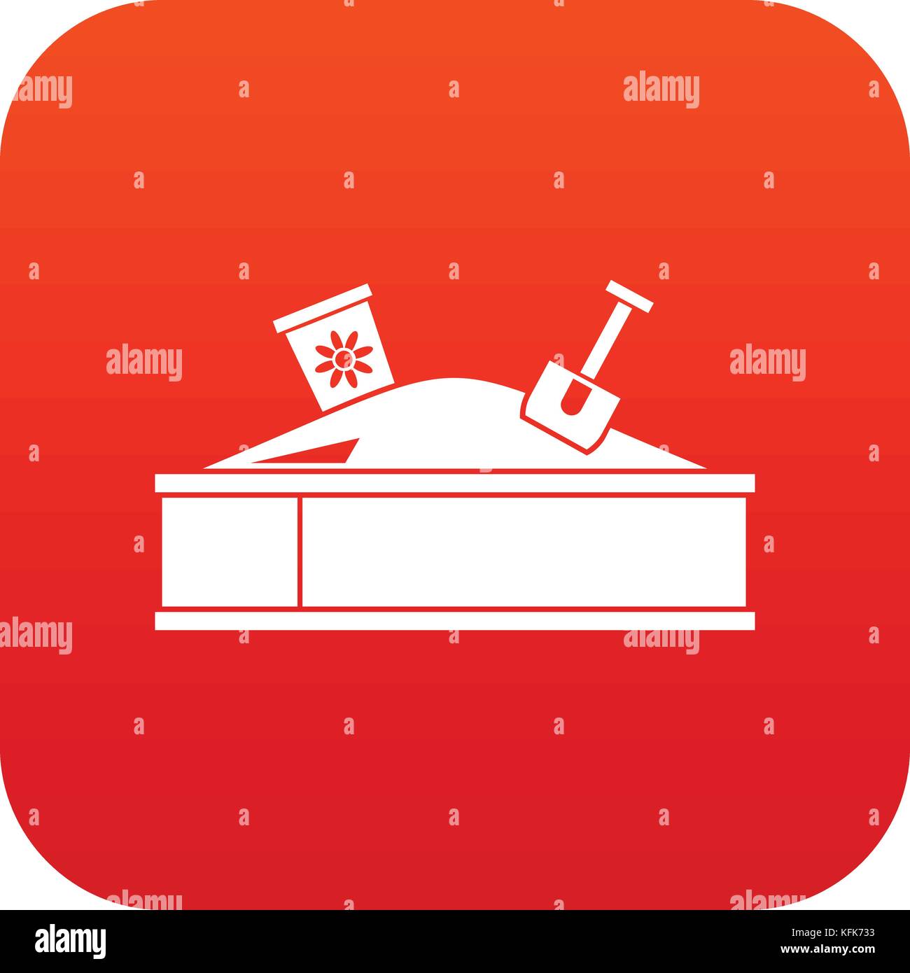 Sandbox with bucket and shovel icon digital red Stock Vector Image ...