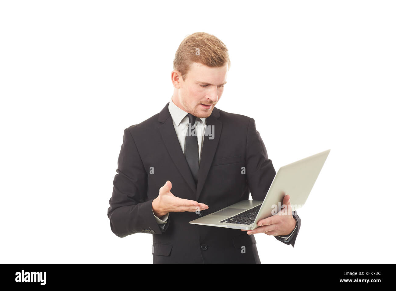 Manager with laptop Stock Photo - Alamy