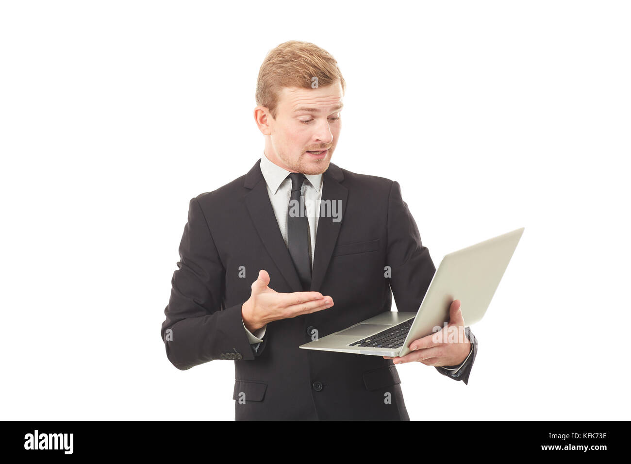 Manager with laptop Stock Photo - Alamy