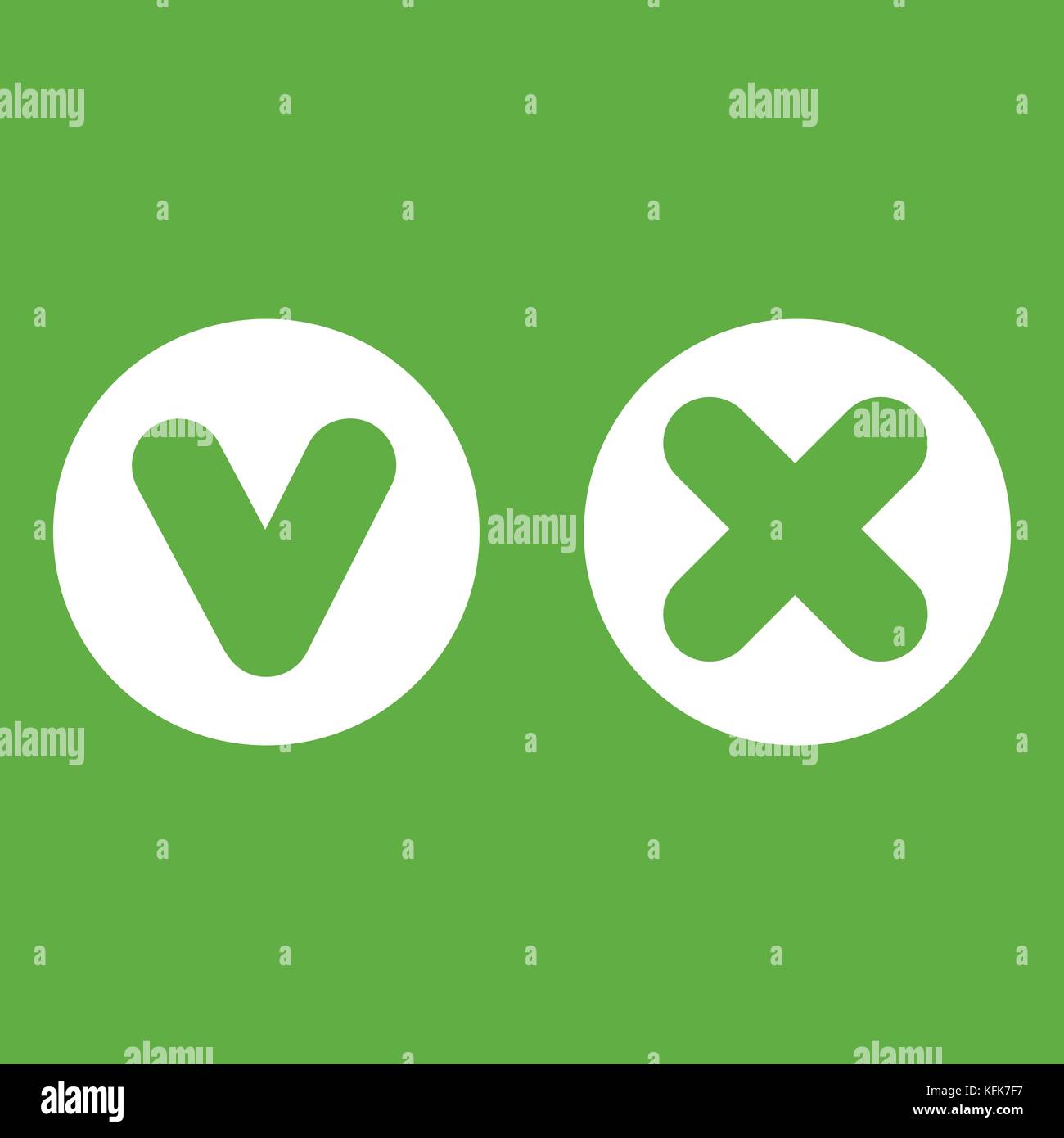 Fat tick and cross in circles icon green Stock Vector Image & Art - Alamy