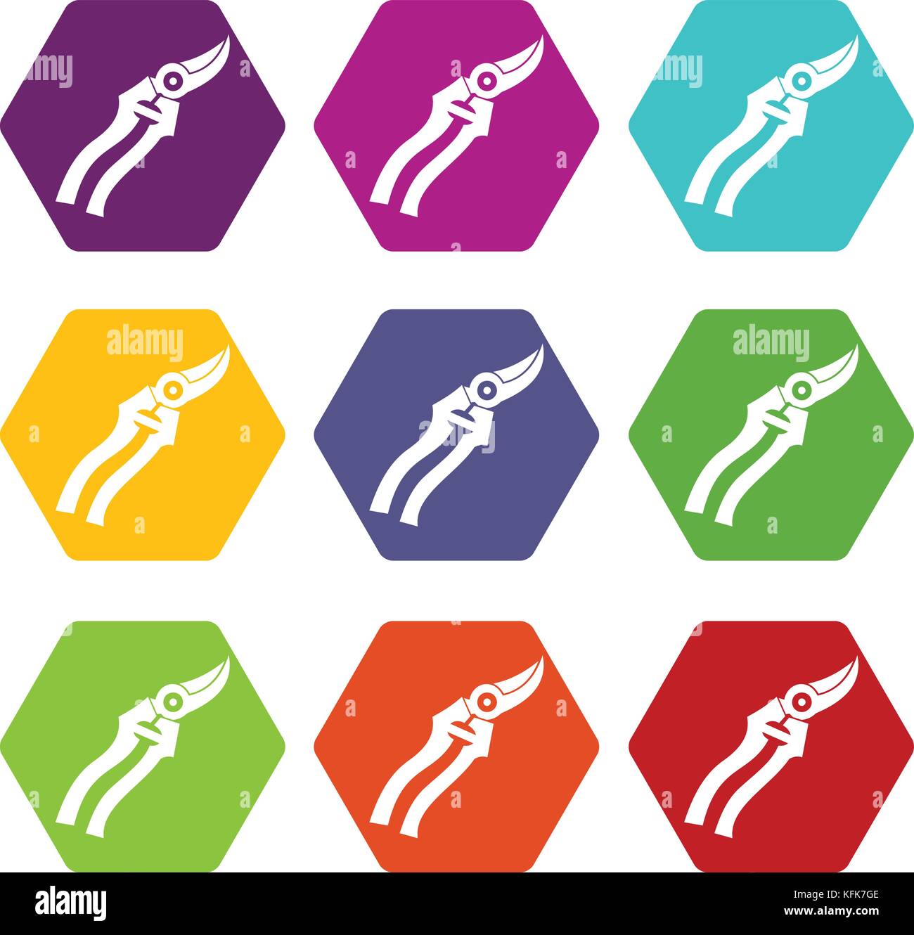 Garden shears icon set color hexahedron Stock Vector Image & Art - Alamy