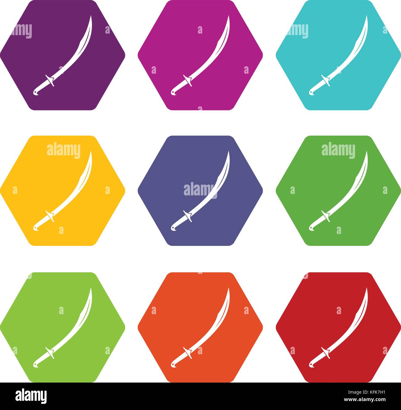 Cutlass icon set color hexahedron Stock Vector Image & Art - Alamy
