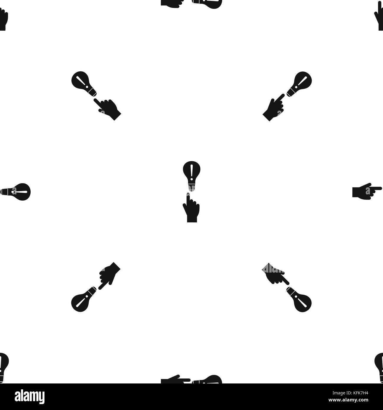 A finger pointer and light bulb pattern seamless black Stock Vector ...