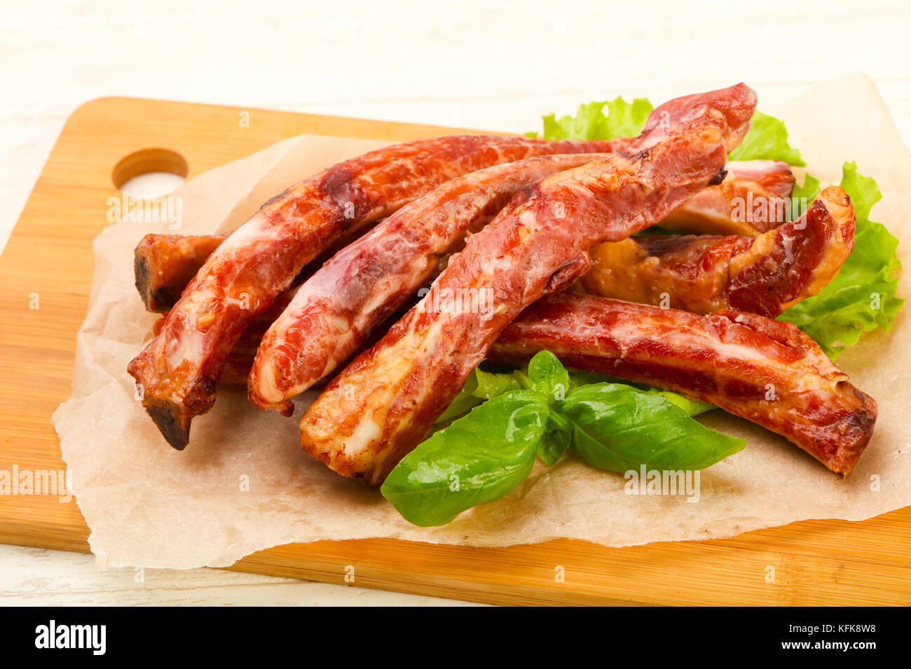 Smoked pork ribs snack Stock Photo - Alamy
