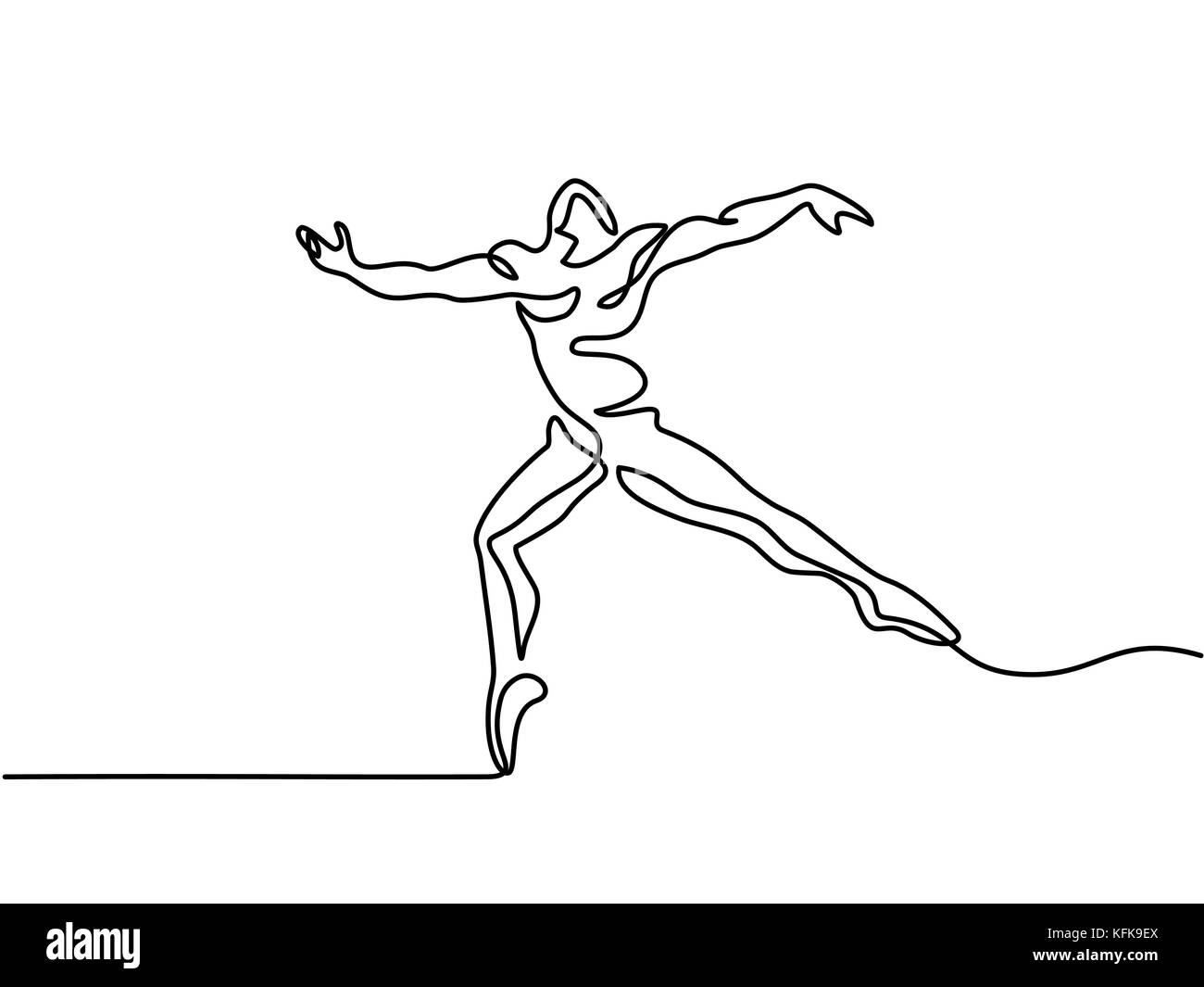 Continuous Line Art Drawing. Ballet Dancer man. Vector Illustration ...