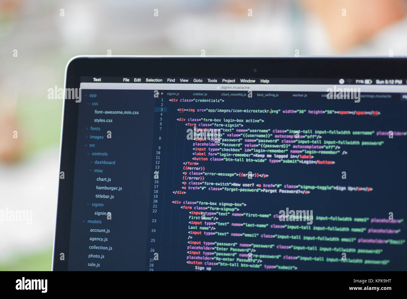Code Syntax On A Computer Screen Stock Photo - Alamy