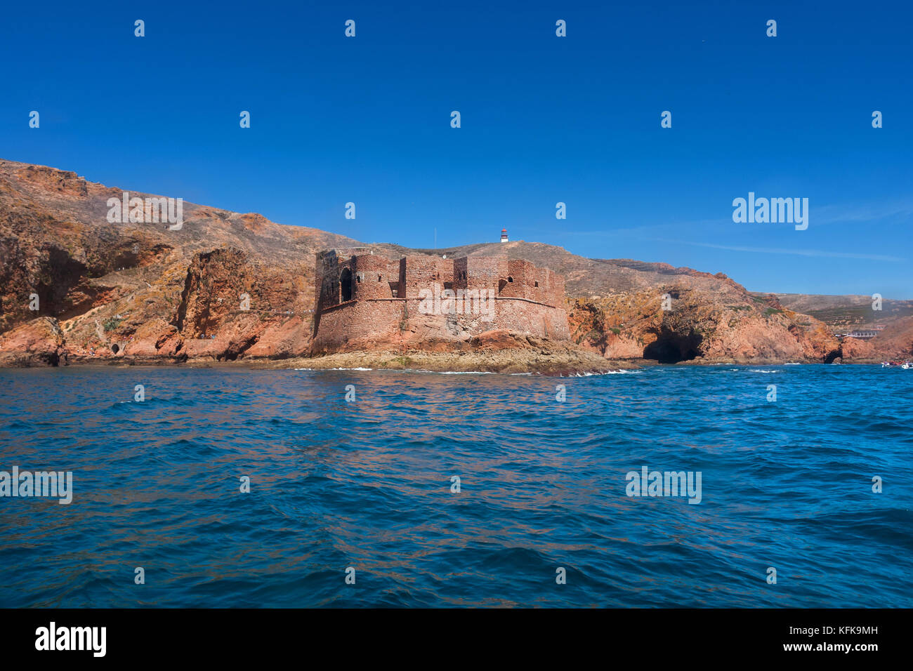 Fort of Sao Joao Baptista in Berlenga island, Portugal, view from the ...