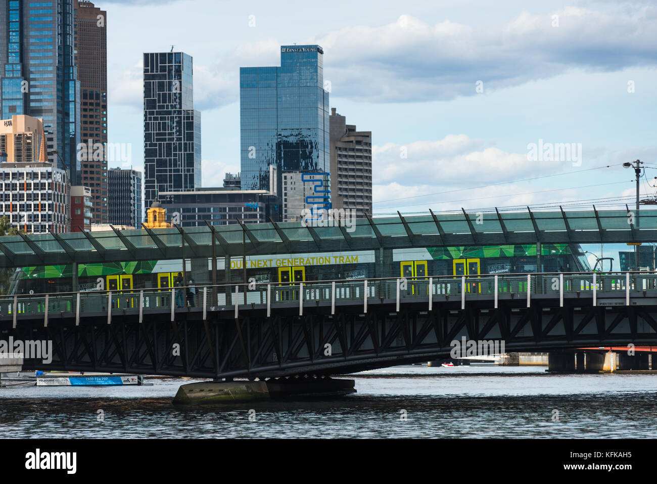 Melbournes next generation E Class tram crosses the Yarra river ...