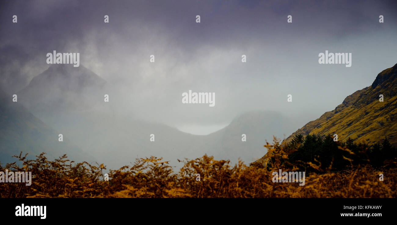 Stormy autumn weather in Glen Etive, Highlands of Scotland Stock Photo ...
