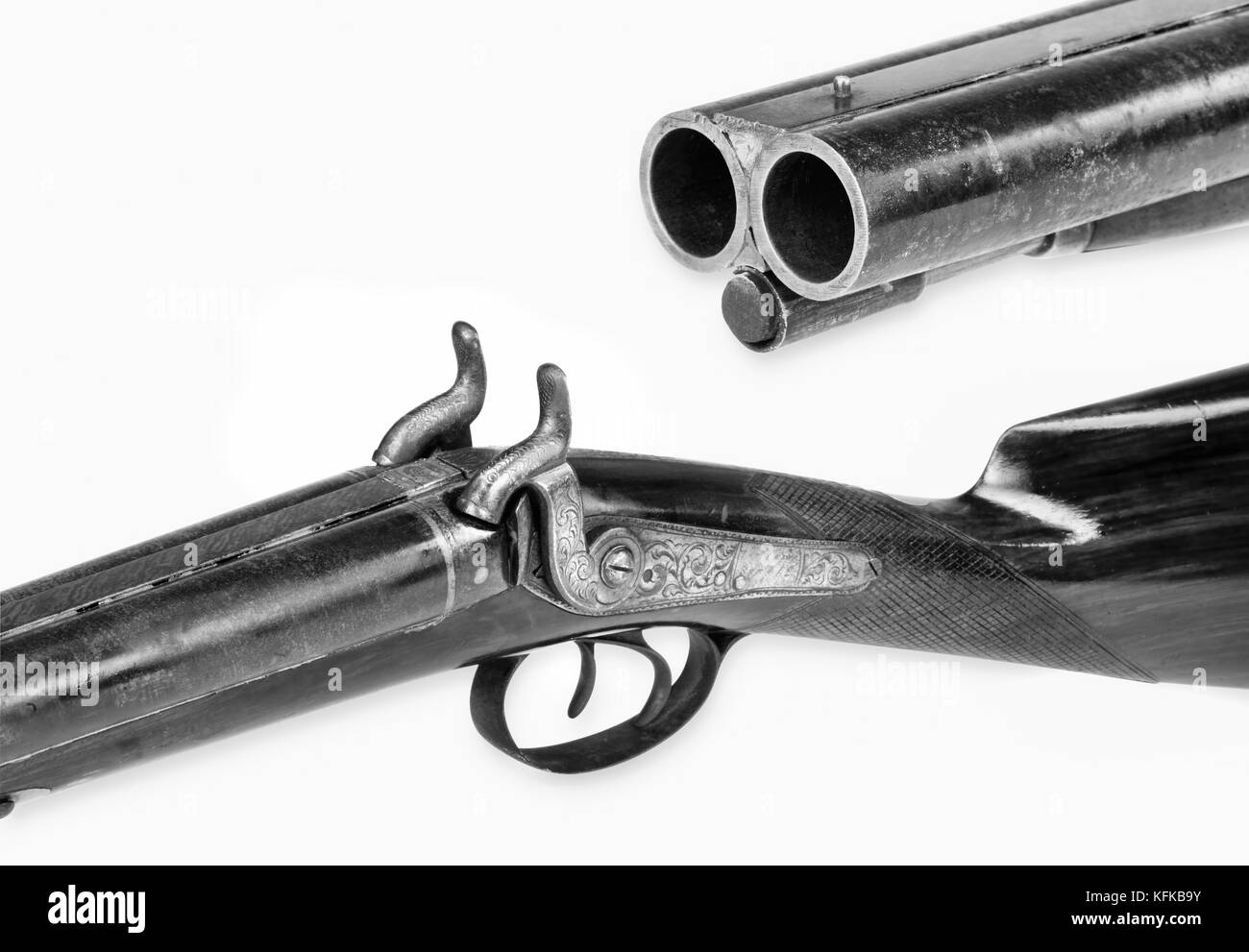 Antique double barrel shotgun in black and white with room for your ...