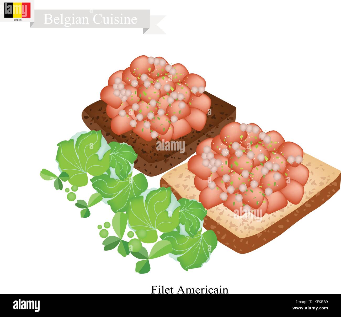 Belgian Cuisine, Illustration of Fillet Americain or Traditional Steak ...