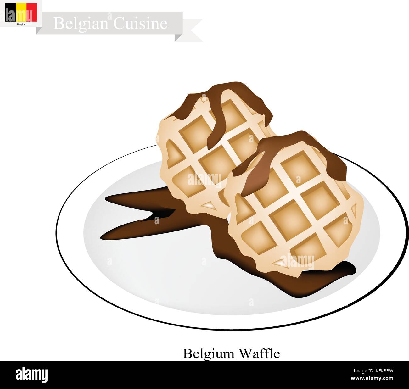 Belgian Cuisine, Belgium Waffle or Traditional Round Waffle Topped with ...