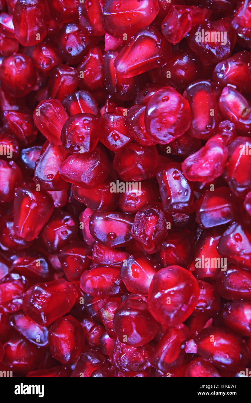 Red ruby pomegranate seeds. Pomegranate seed texture closeup photo ...