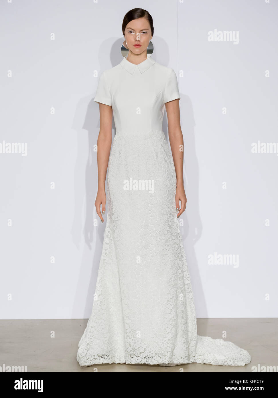 NEW YORK, NY - October 6, 2017: Josefien Rodermans walks the runway at ...