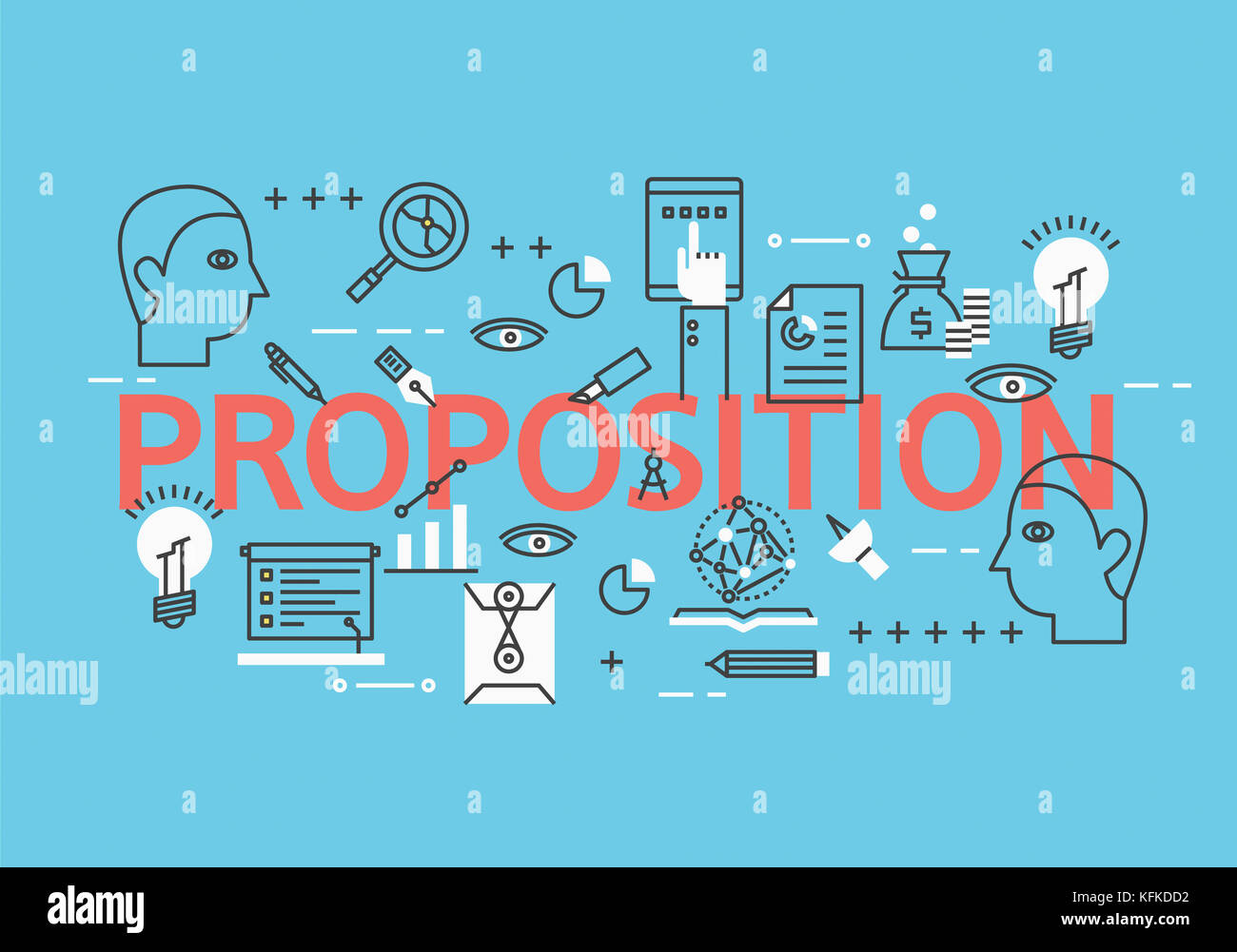 English letters for PROPOSITION with infographic illustration Stock ...