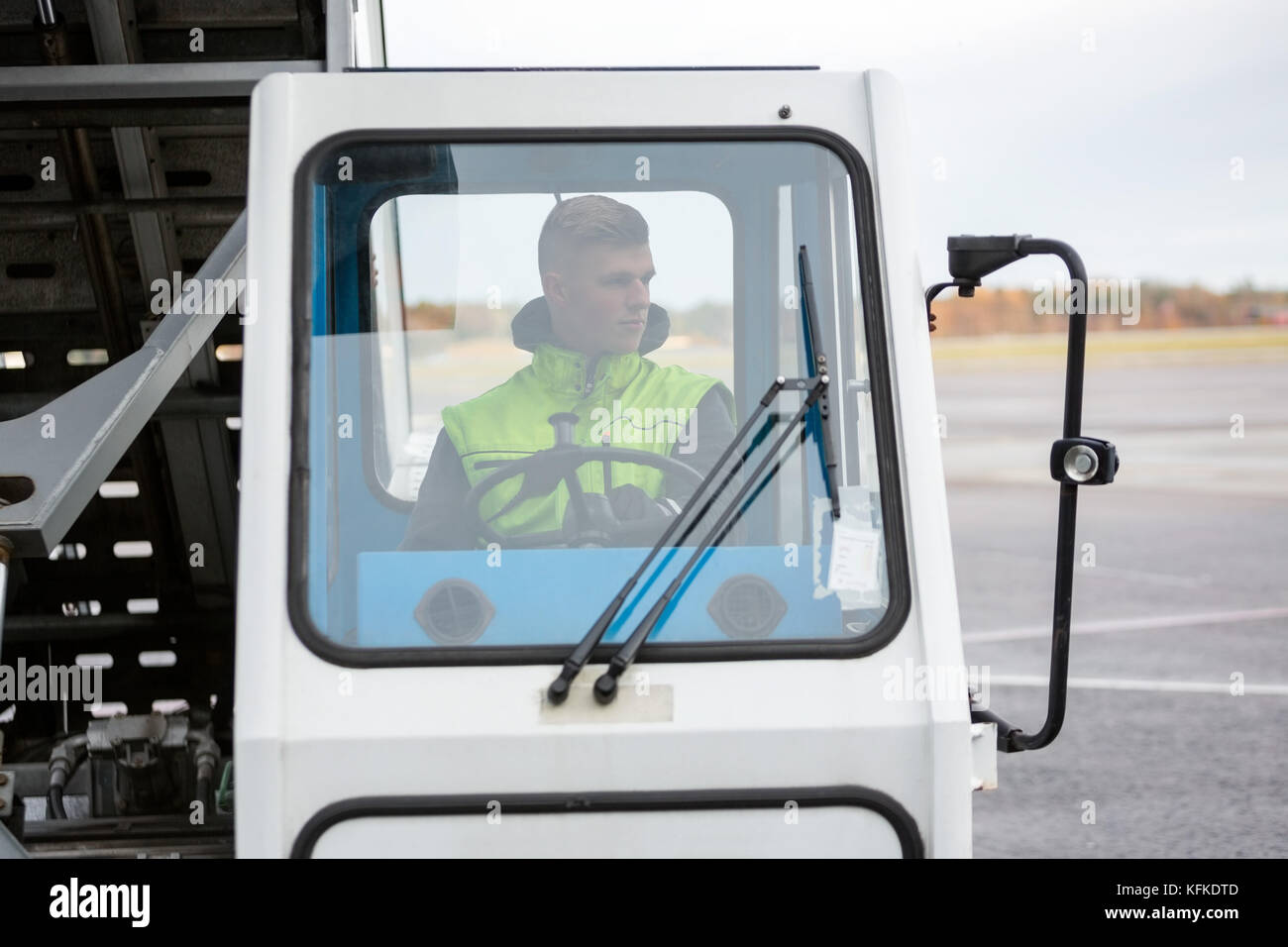 Man Driving Mobile Gangway On Runway Stock Photo - Alamy