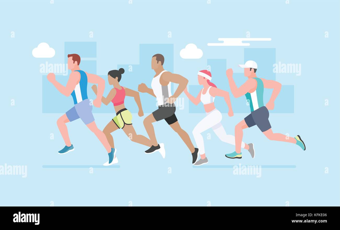 Running marathon. Vector Illustration Stock Vector Image & Art - Alamy