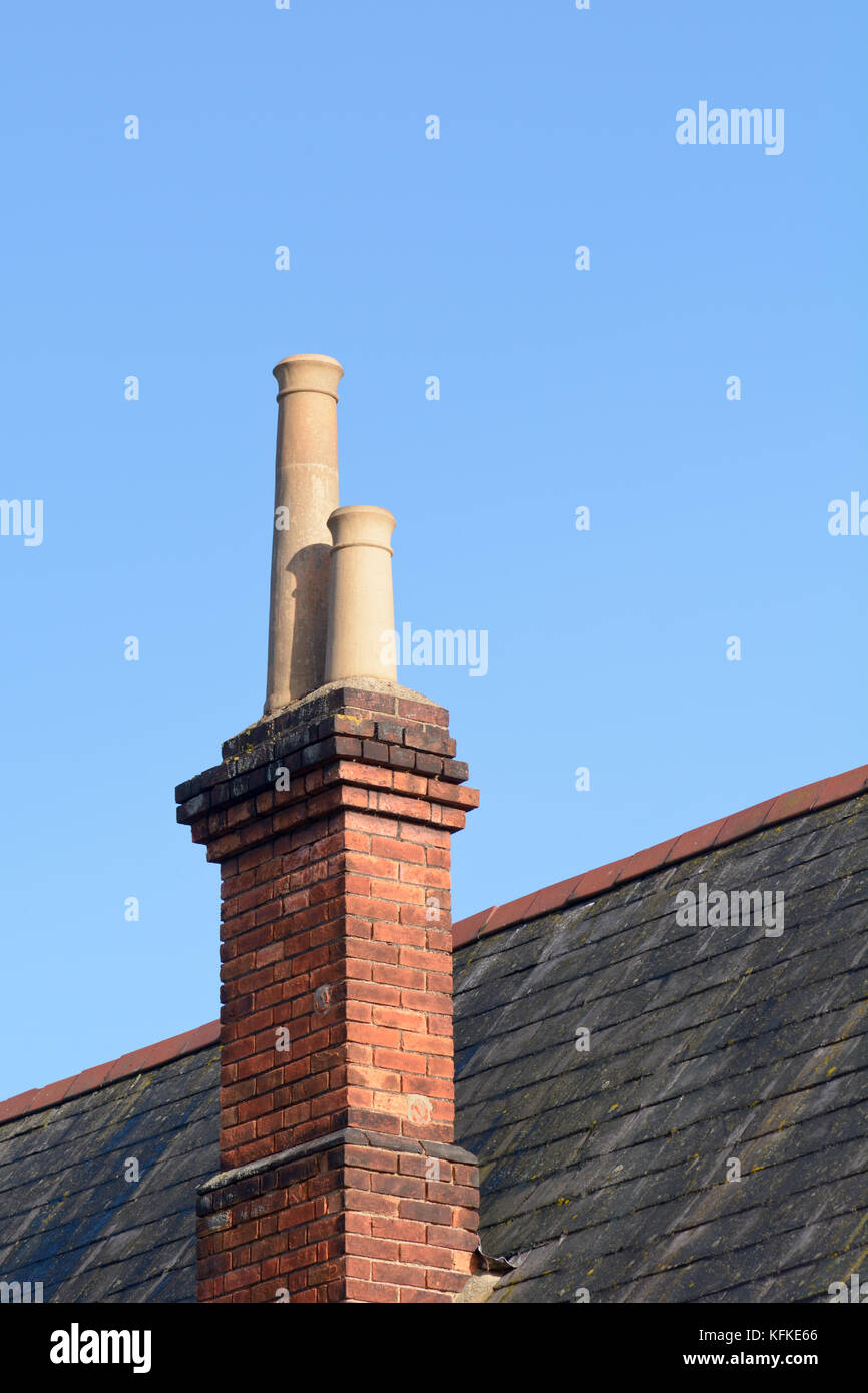 Chimney stack on roof of Victorian style property Stock Photo - Alamy
