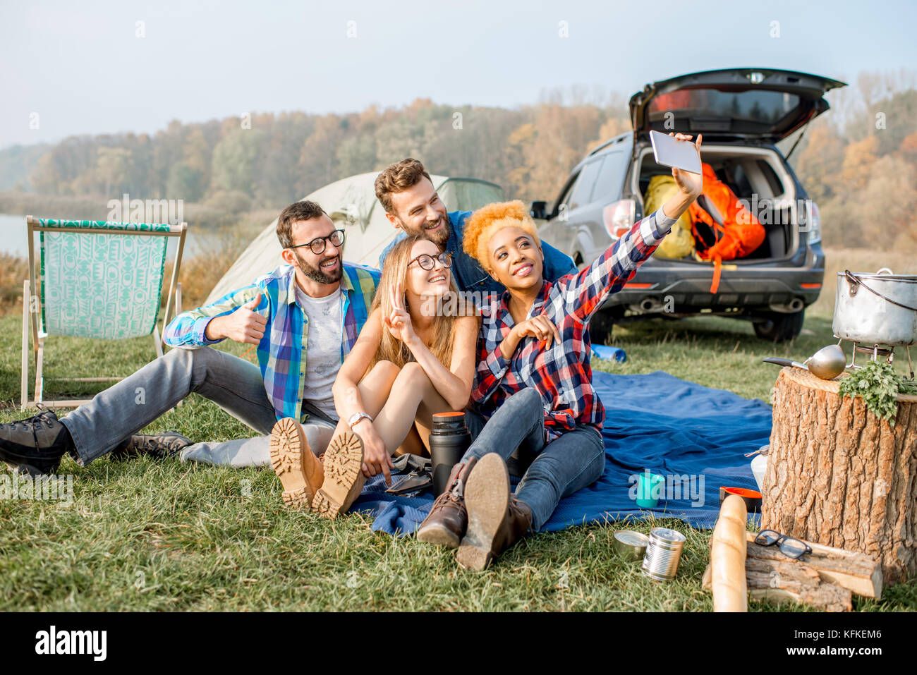 Friends during the outdoor recreation Stock Photo - Alamy