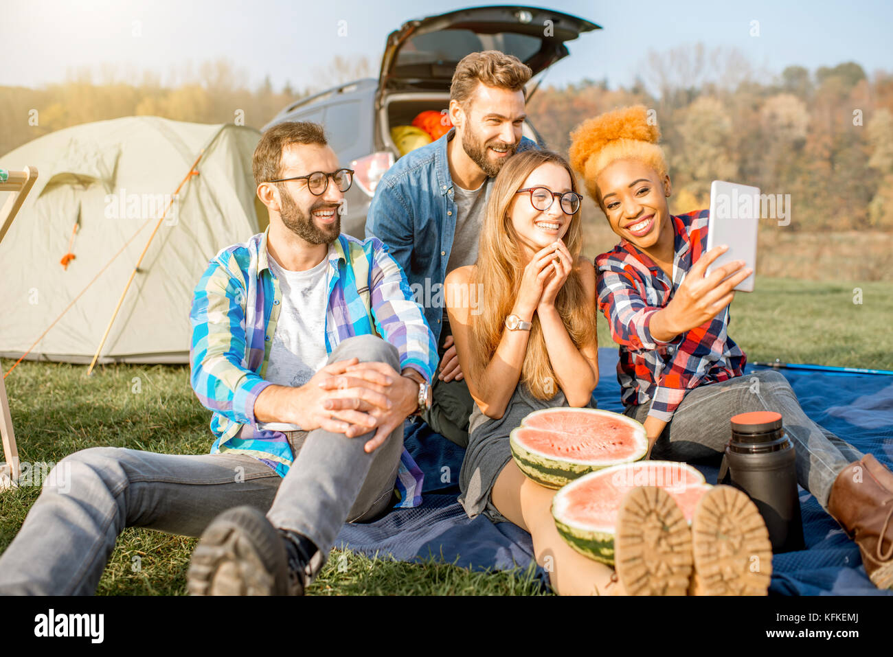 Friends during the outdoor recreation Stock Photo - Alamy