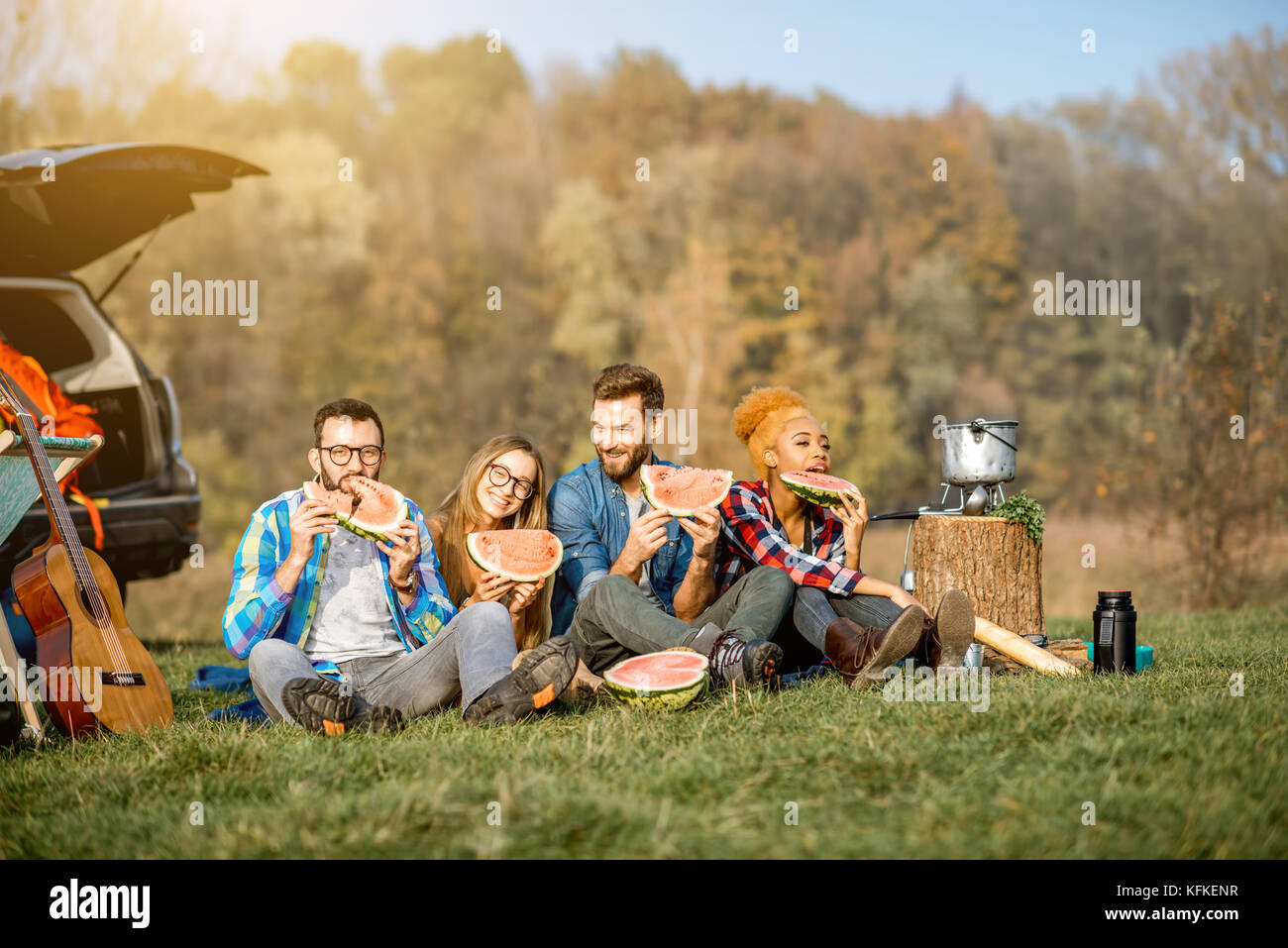 Friends during the outdoor recreation Stock Photo - Alamy