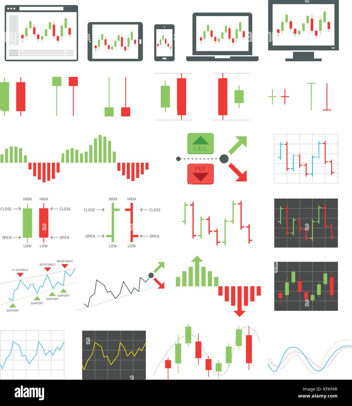 Binary options icons. Vector illustrations Stock Vector Image & Art - Alamy