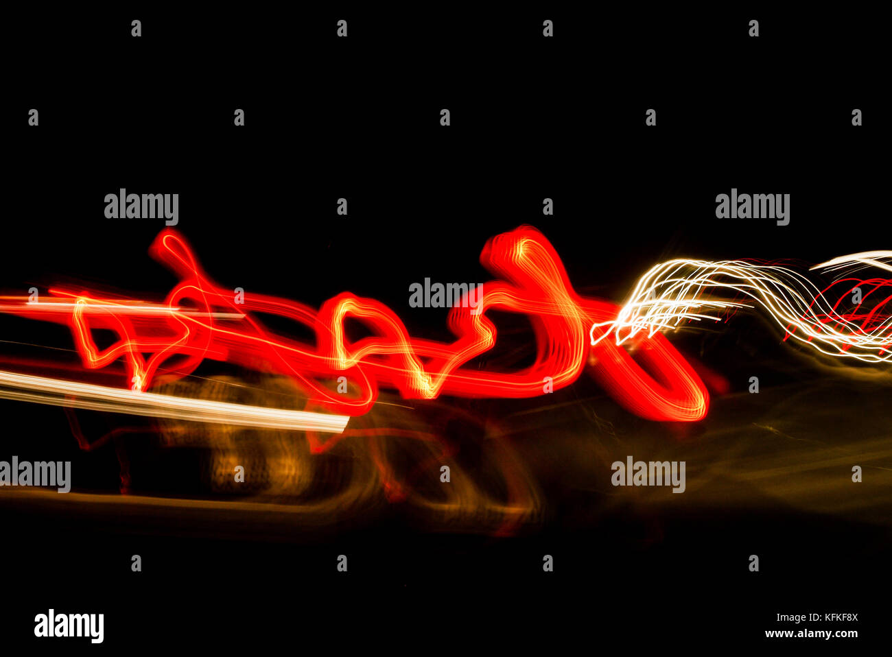 Highway lights seen through the windshield of a moving car, A6 Highway ...