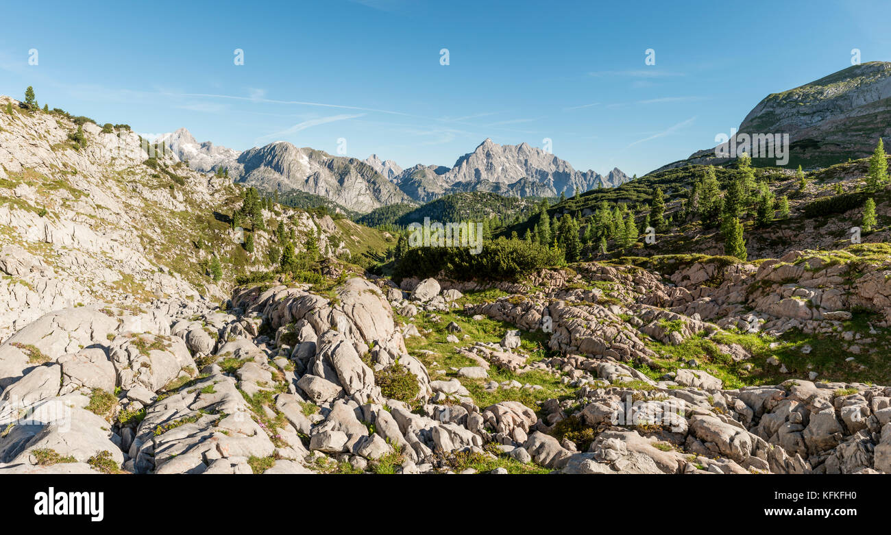 View of the Watzmann, hiking trail to the Königssee and the Wassereralm ...