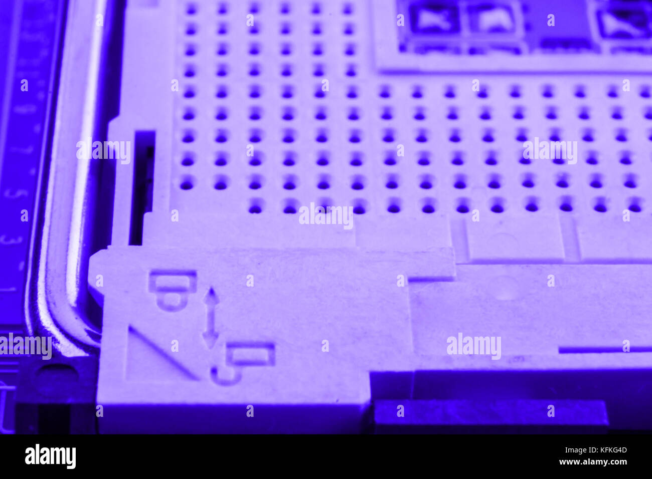 CPU socket on a computer motherboard macro close Stock Photo - Alamy