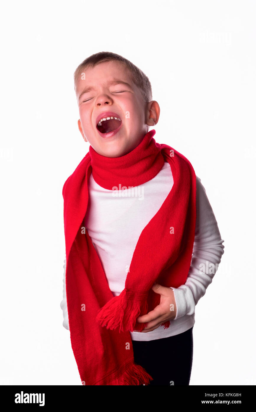 Cry, scream the child for pain. Strong emotions from the boy Stock ...