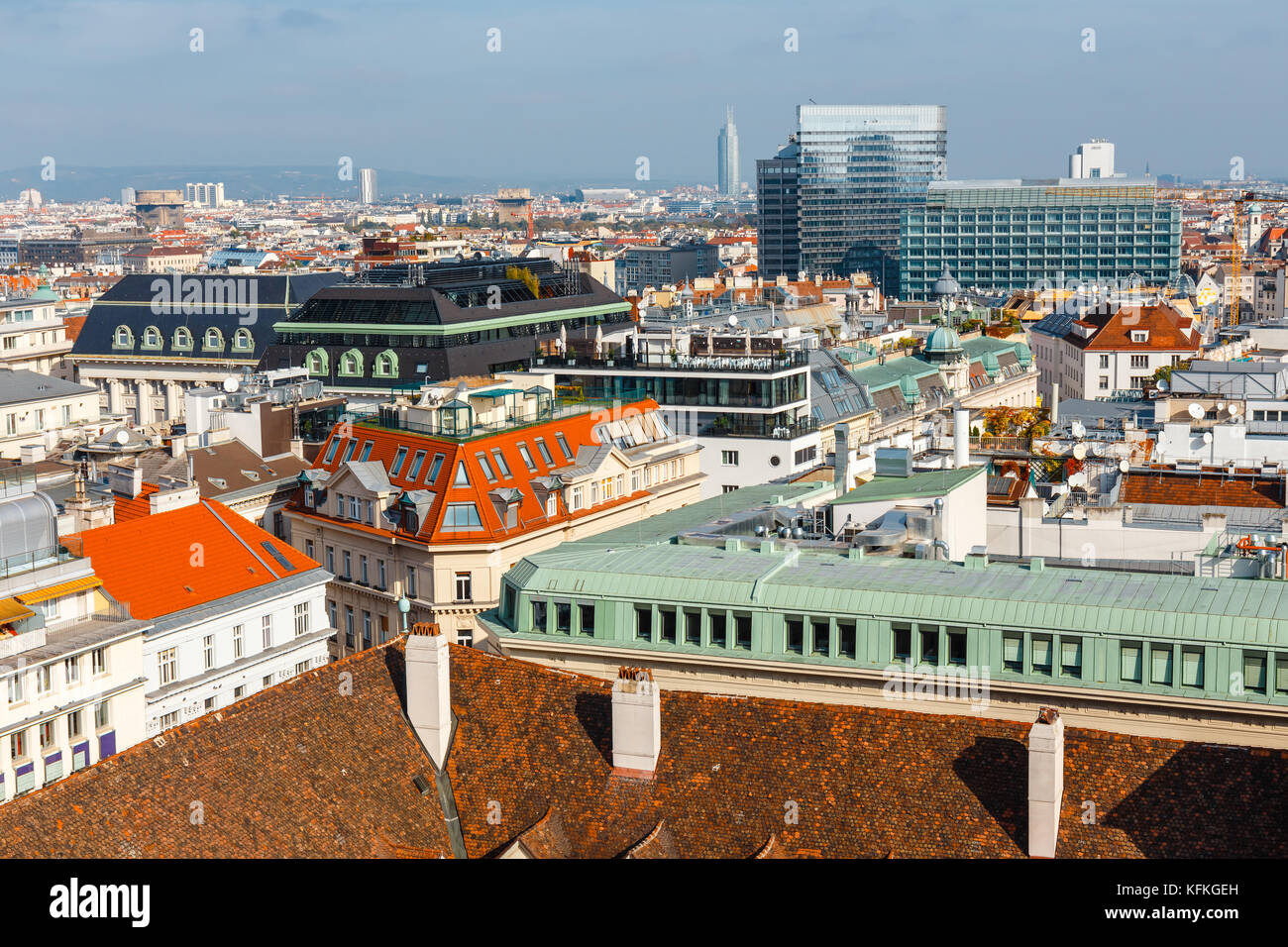 View from the tower of the St. Stephen's Cathedral, Vienna, Austria ...