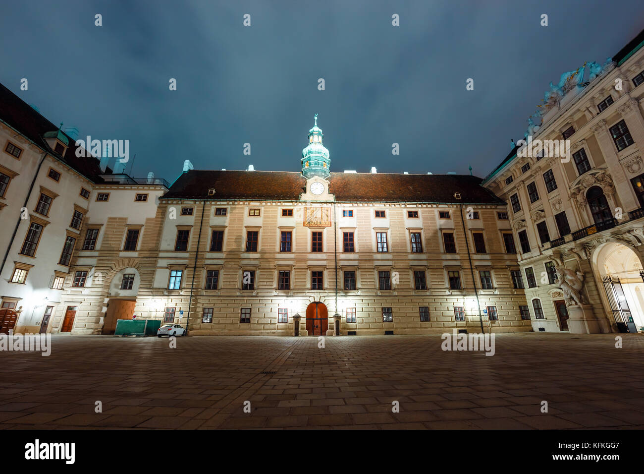 Night view of Monument to Emperor Franz I of Austria in the Innerer ...