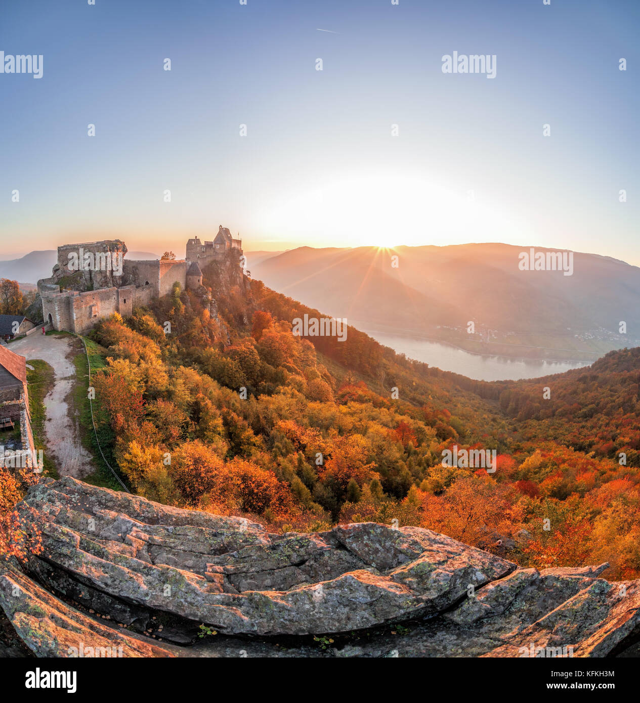 Aggstein castle with autumn forest in Wachau, Austria Stock Photo - Alamy