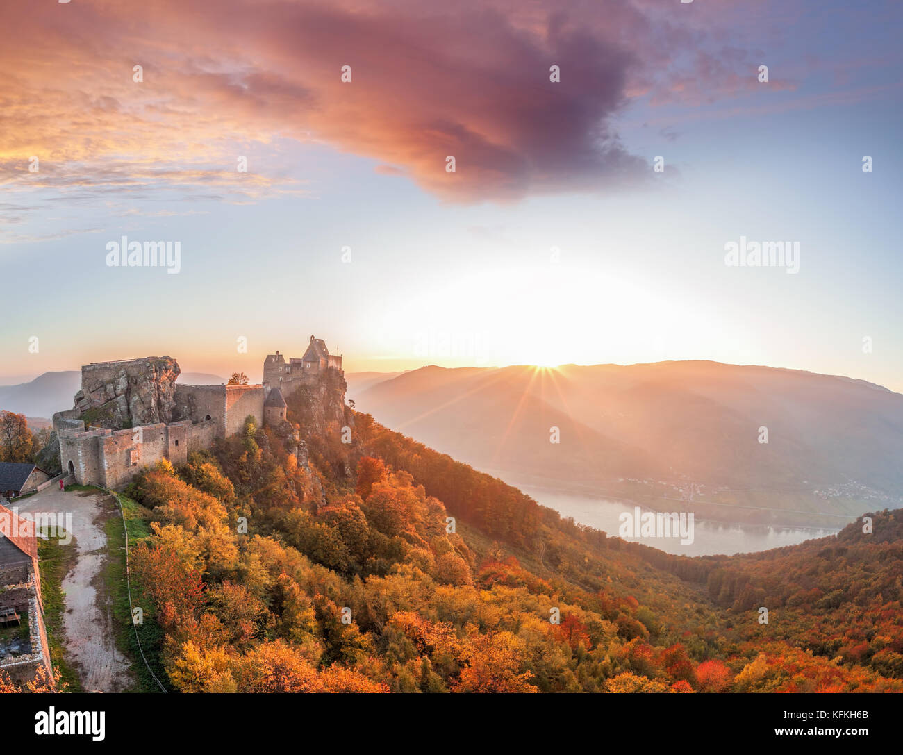 Aggstein castle with autumn forest in Wachau, Austria Stock Photo - Alamy