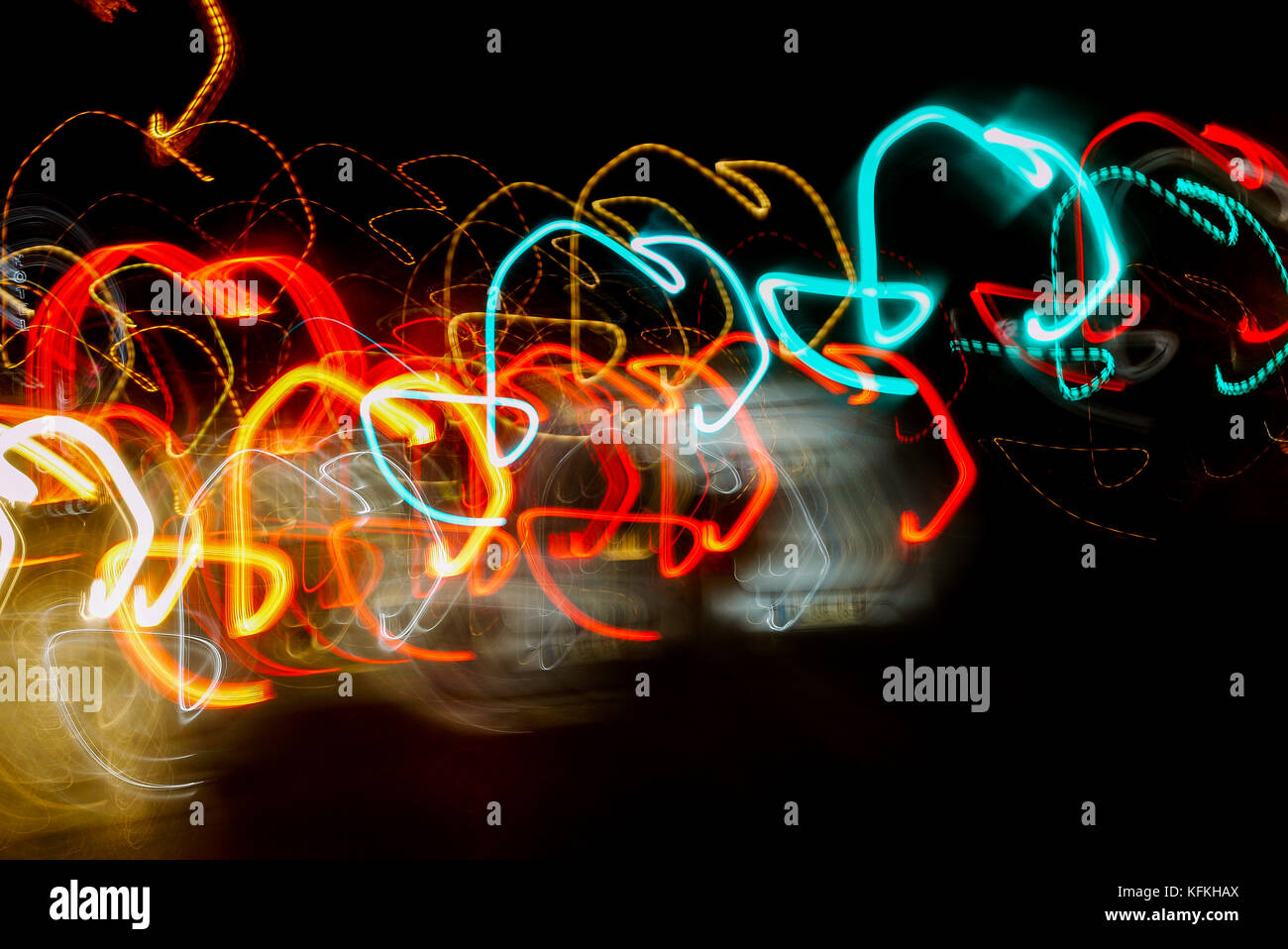 Highway lights seen through the windshield of a moving car, A6 Highway ...