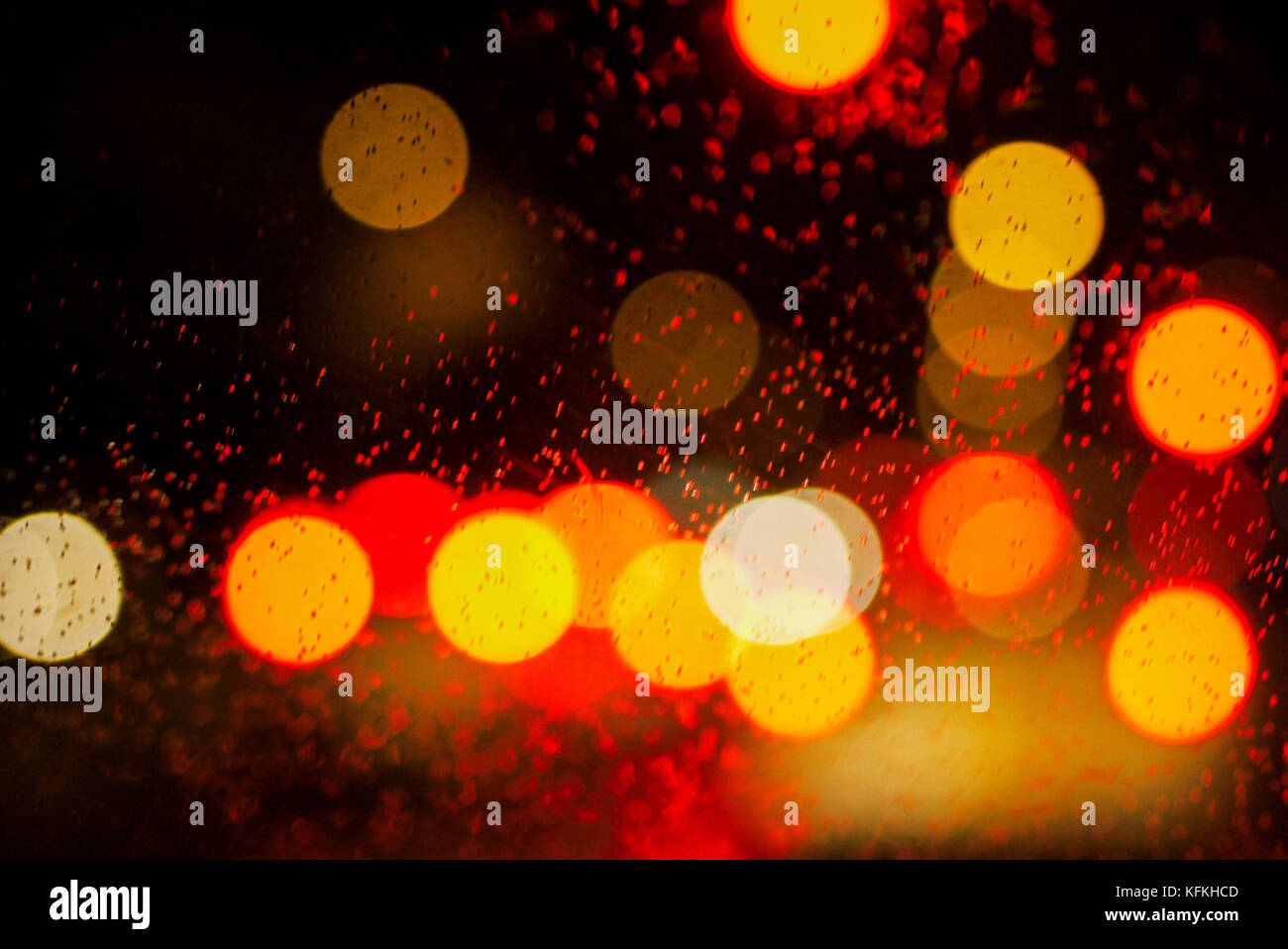 Highway lights seen through the windshield of a moving car, A6 Highway ...