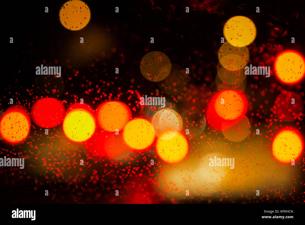 Highway lights seen through the windshield of a moving car, A6 Highway ...