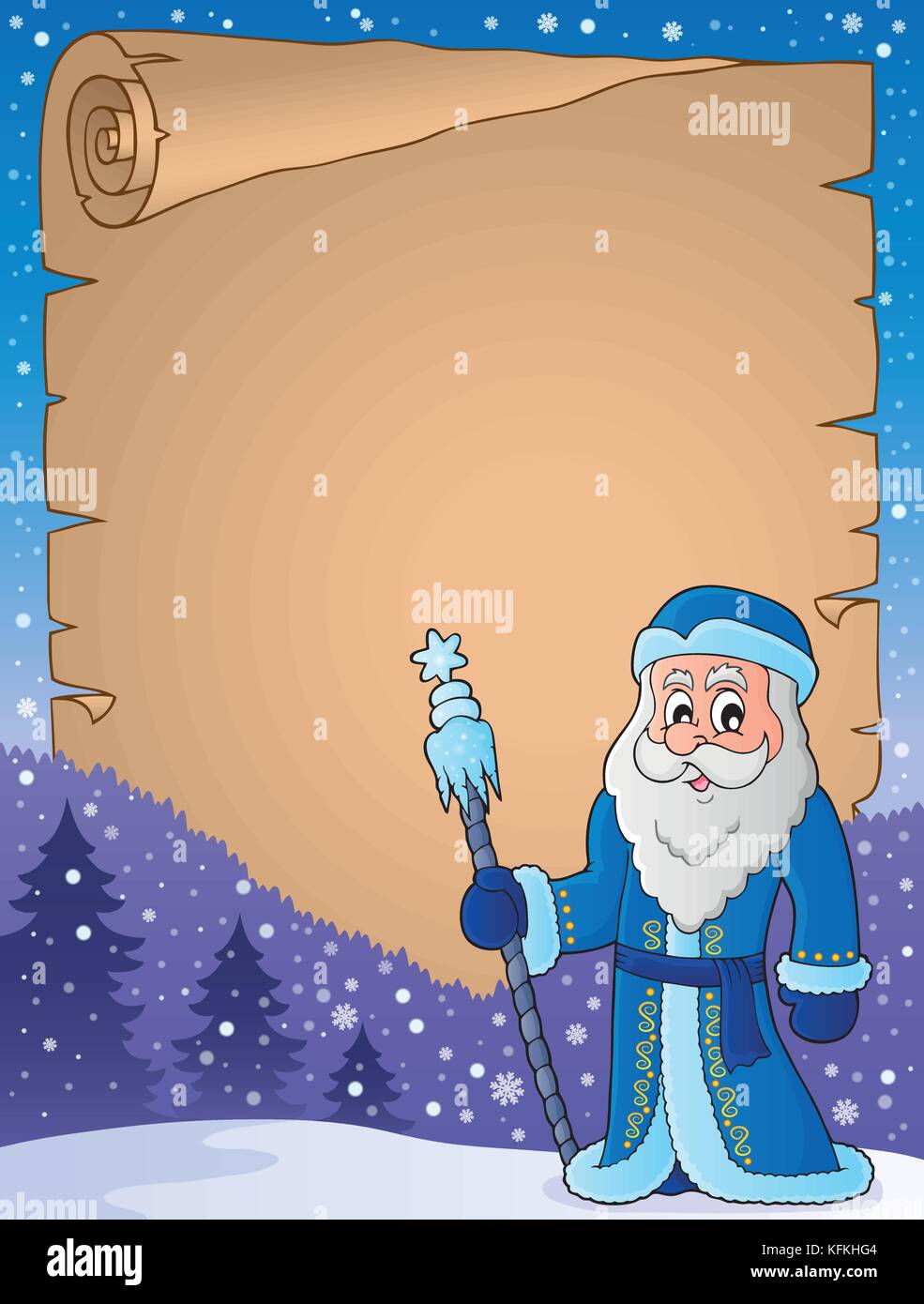 Father Frost theme parchment 1 - eps10 vector illustration Stock Vector ...